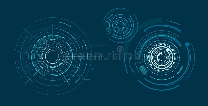 Set of Interfaces Isolated on Dark Blue Backdrop Stock Vector ...