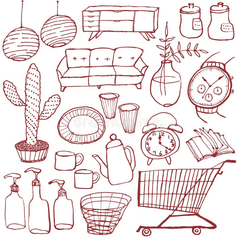 Hand-drawn kitchen goods. stock vector. Illustration of tool - 40848441