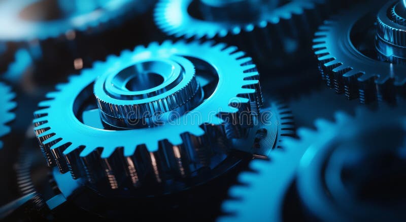 A Set of Interlocking Blue Metal Gears Symbolises the Intricate ...