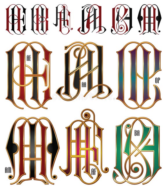 Set of Interlocking Letters Stock Vector - Illustration of alphabet ...