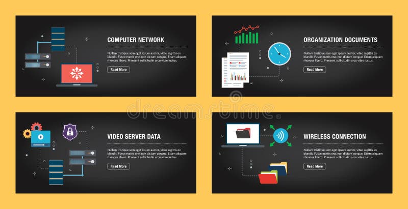Set of Internet Banner Design with Icons Set for Web Sites, Internet ...