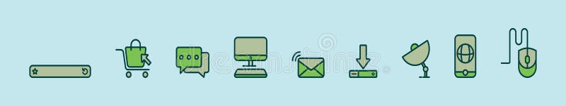 Set of Internet Cartoon Icon Design Template with Various Models ...