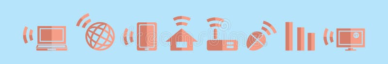 Set of Internet Element Cartoon Icon Design Template with Various ...