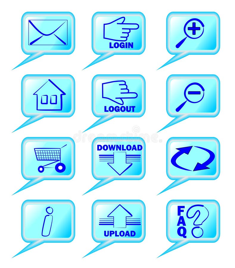 A Set of Internet Icons in Blue Design Stock Vector - Illustration of ...