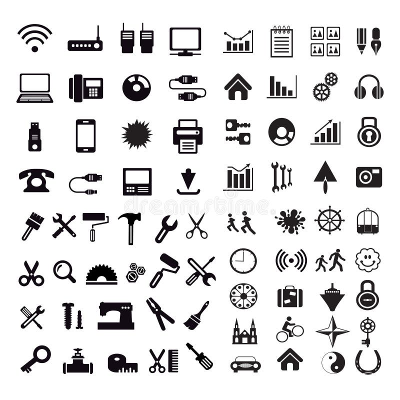 A Set of Internet Silhouette Icons with Different Stock Vector ...