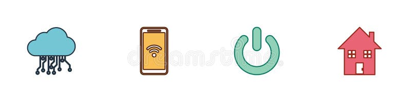 Set Internet of Things, Mobile with Wi-fi Wireless, Power Button and ...