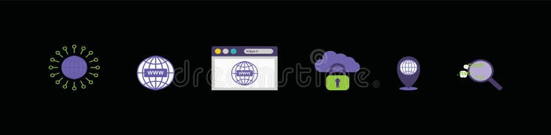 Set of Internet and Website. Cartoon Icon Design Template with Various ...