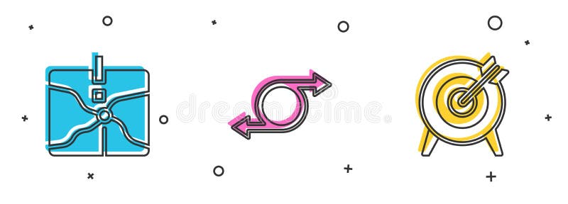 Set Intersection Point, Arrow and Target Icon. Vector Stock Vector ...