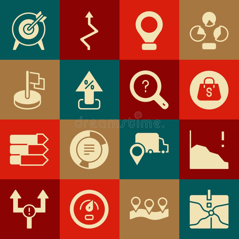 Set Intersection Point, Financial Growth Decrease, Shopping Bag with Sale, Location, Percent Up ...