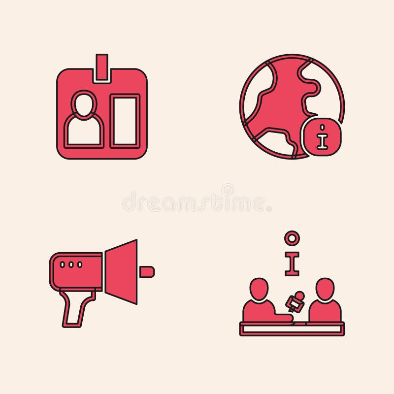 Set Interview, Journalist Id Card, World News and Megaphone Icon ...
