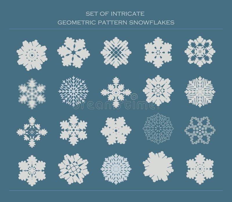 Set of Intricate Pattern Snowflakes Stock Vector - Illustration of ...