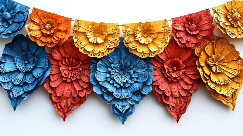 Paper Banners Often Seen at Hispanic Celebrations Stock Illustration ...