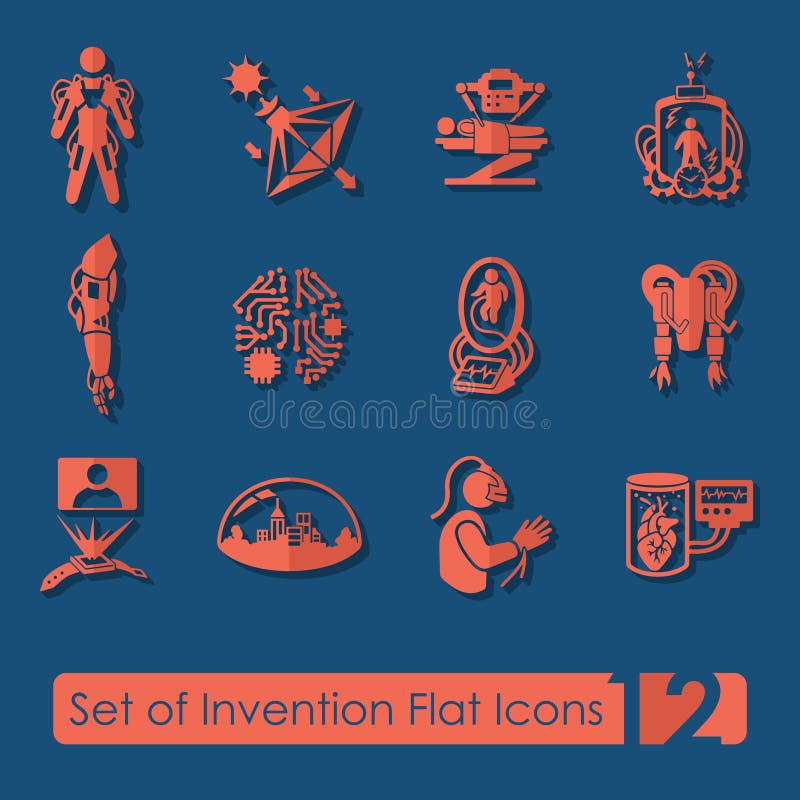 Set of invention icons stock vector. Illustration of graphic - 57719623