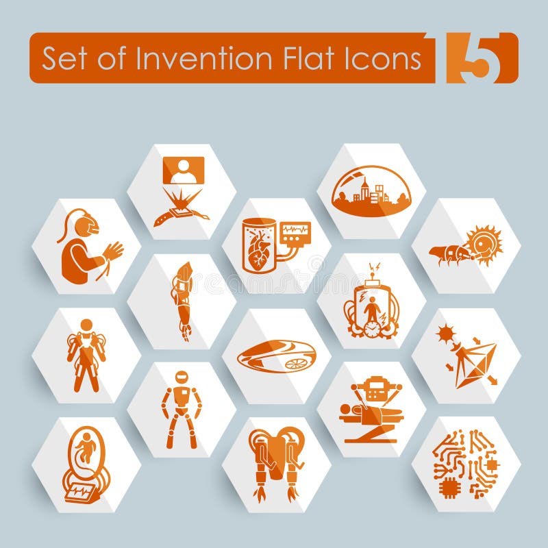 Invention Icons Means Sign Invents and Symbols Stock Illustration ...