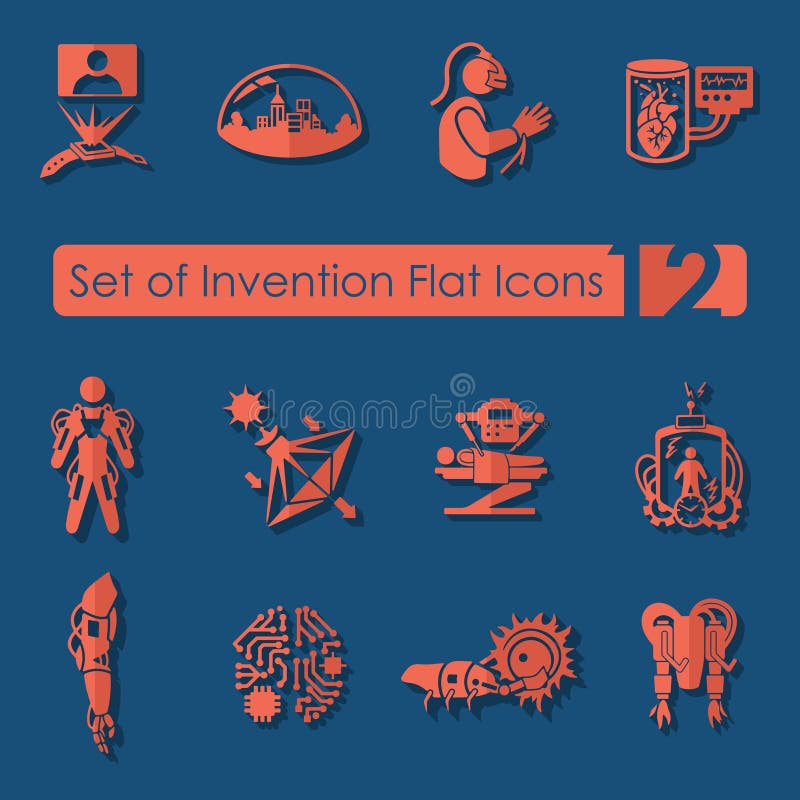 Set of invention icons stock vector. Illustration of graphic - 57719623