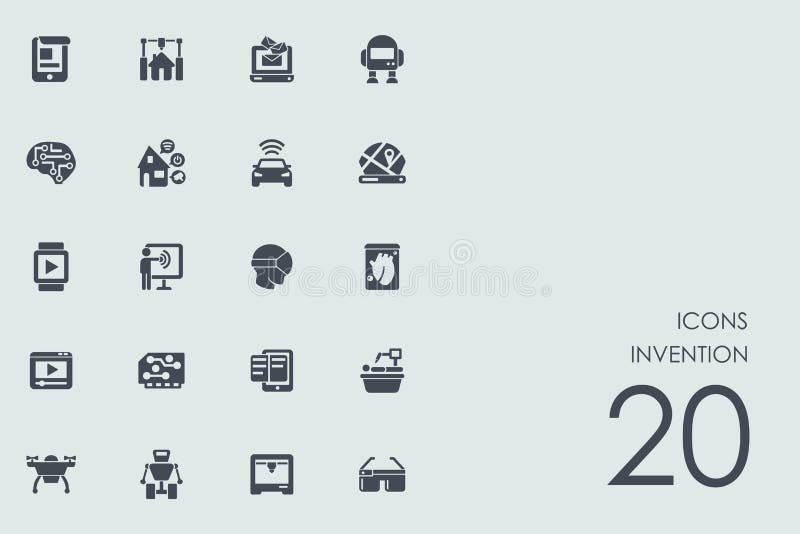 Set of invention icons stock vector. Illustration of exposition - 85043723