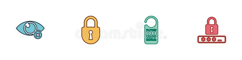 Set Invisible Or Hide Lock Please Do Not Disturb And Password Protection Icon Vector Stock