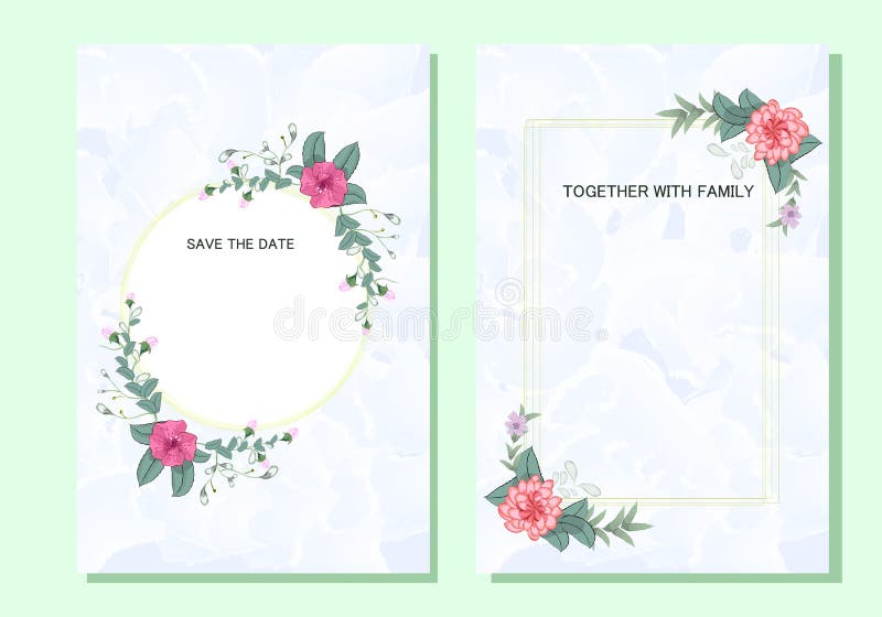 Set of Invitation Cards with Floral Decorations, Floral Frames. Vector ...