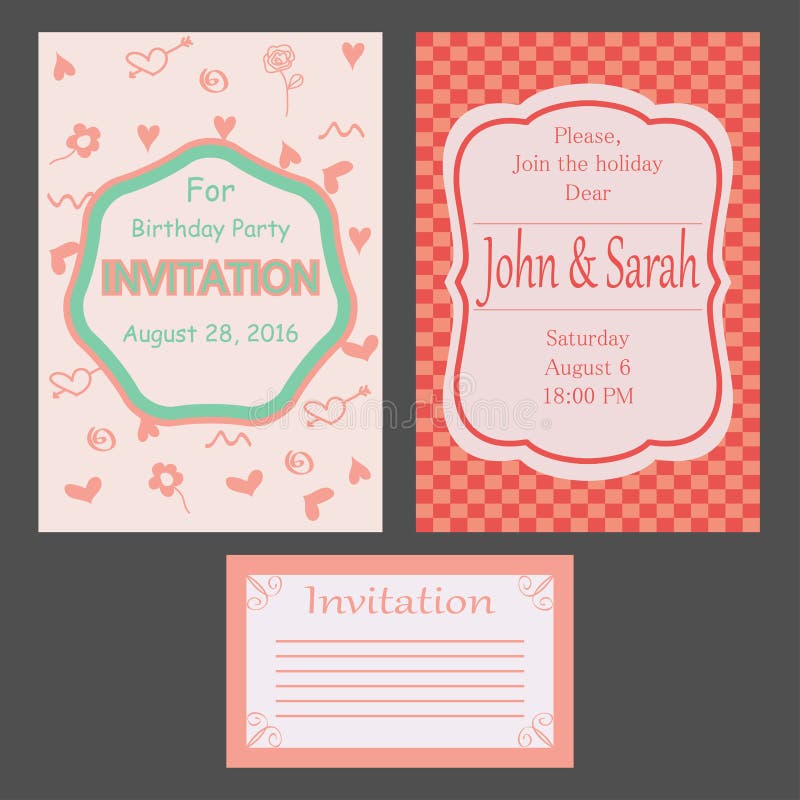 Set of Invitations Card. Vector Illustration. Stock Vector ...
