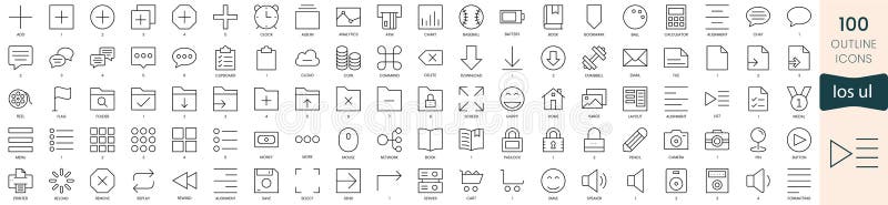 Set of Ios Ui Icons. Thin Outline Icons Pack Stock Vector ...