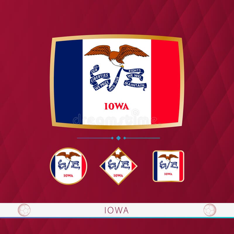 Set of Iowa Flags with Gold Frame for Use at Sporting Events on a ...