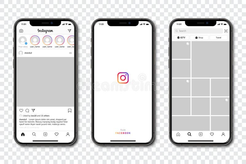 Set of Iphone with Instagram Template Frame for Social Network ...