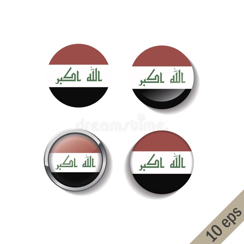 Set of IRAQ Flags Round Badges Stock Illustration - Illustration of ...