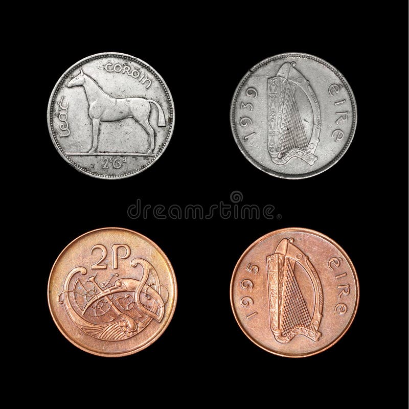 Set of Ireland coins stock photo. Image of coins, yellow - 38807234