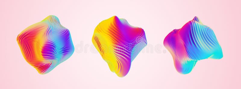 Wavy Sphere (Blue) - Abstract Colorful Shape 3D Illustration Stock ...