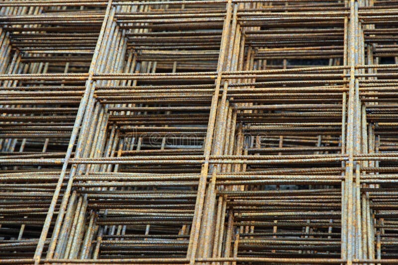 Set of Iron Mesh for Concrete Stock Image - Image of industry, earthing ...