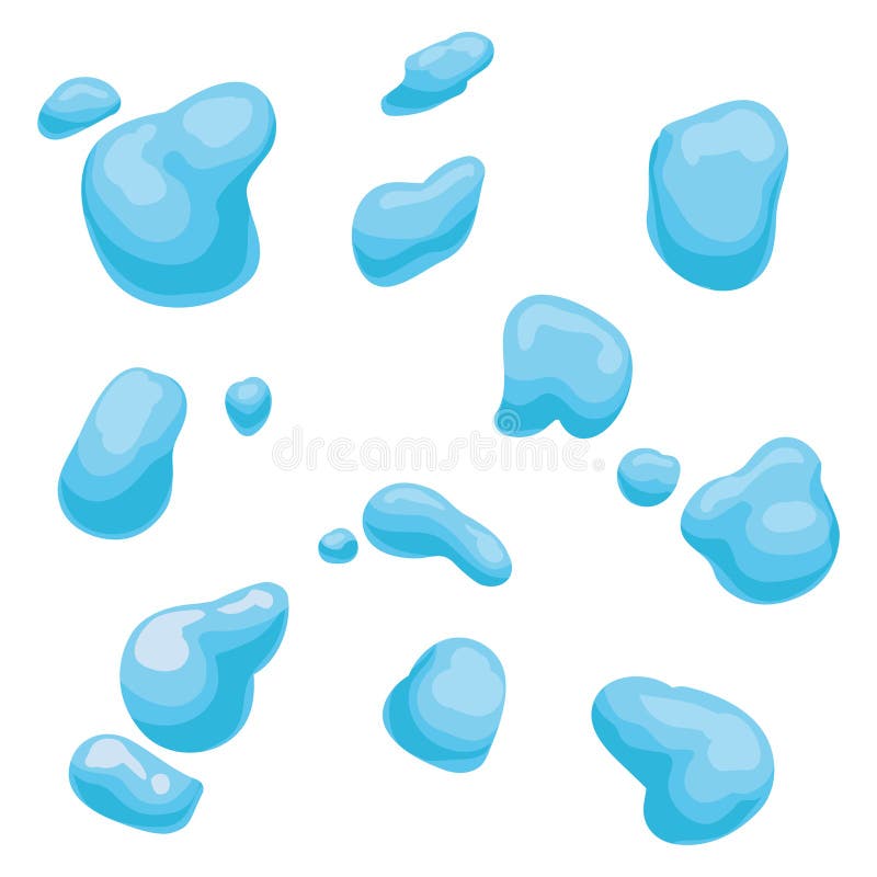 Set of Irregular Blue Drops in Cartoon Style, Vector Illustration Stock ...