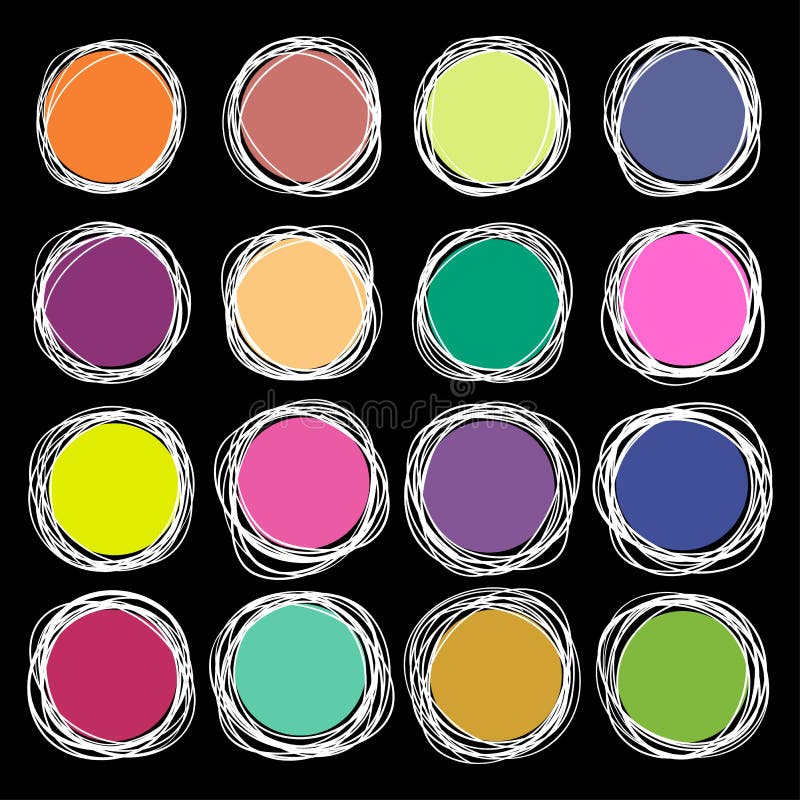 Set of Irregular Grungy Round Scribbles. Tangled Hand Drawn Circles ...