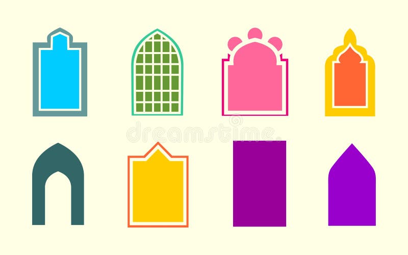Set of Islamic Shape Window Frames in Various Colors Stock Vector ...