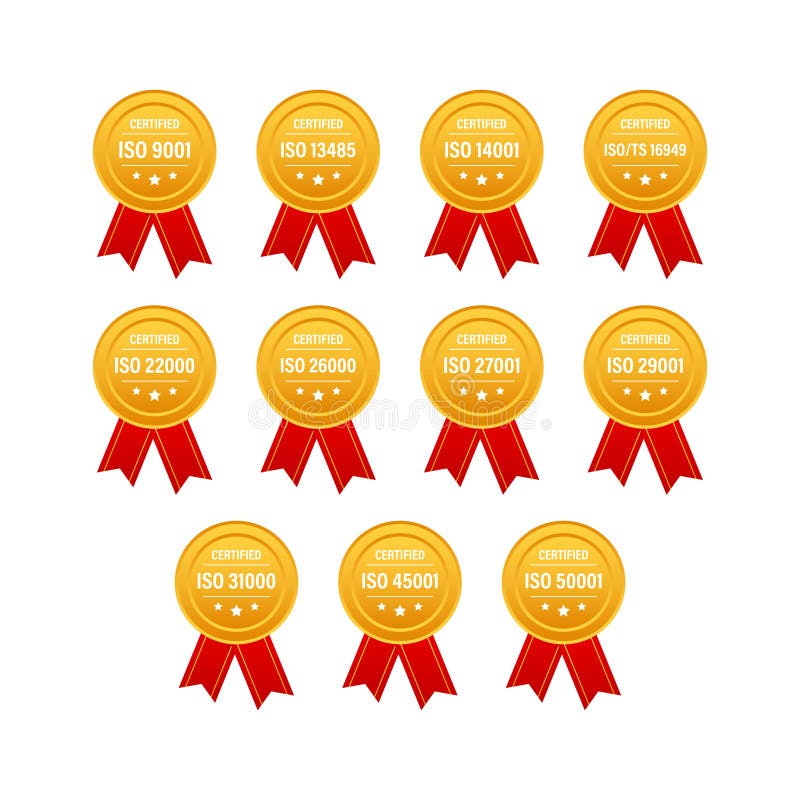 Set of ISO Certification Stamp and Labels. ISO Certified Badge Stock ...
