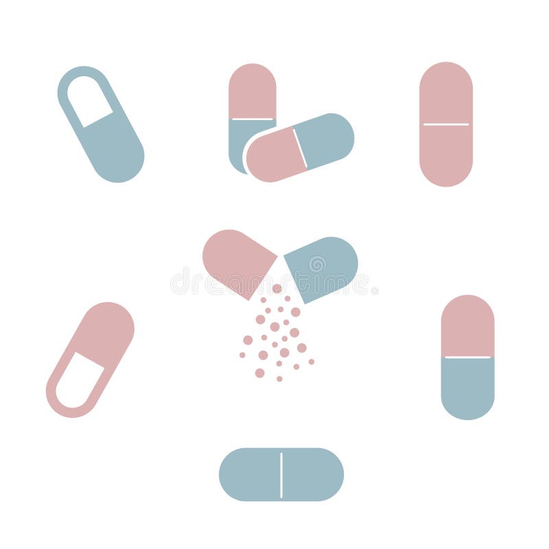 Set of isolated capsules stock vector. Illustration of vector - 293656187