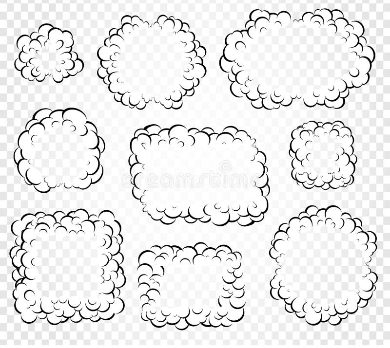 Set of Isolated Cartoon Speech Bubbles, Frames of Smoke or Steam ...