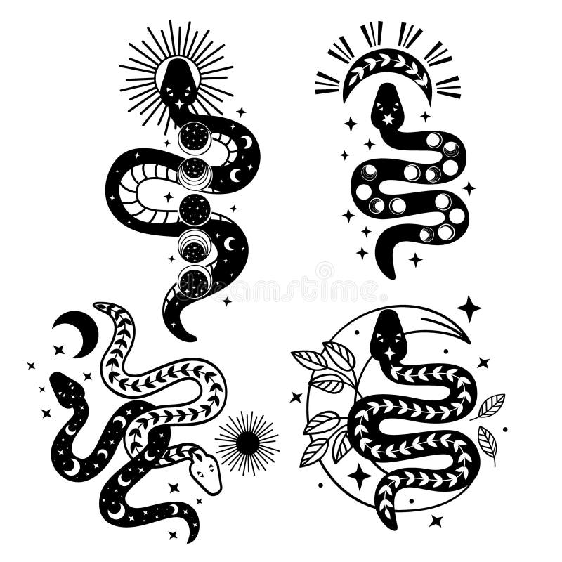 Set of Isolated Celestial Snakes Stock Vector - Illustration of ...