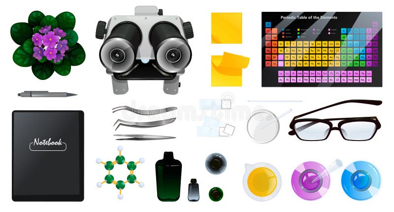 Set of Isolated Chemistry or Biology Objects Stock Vector ...