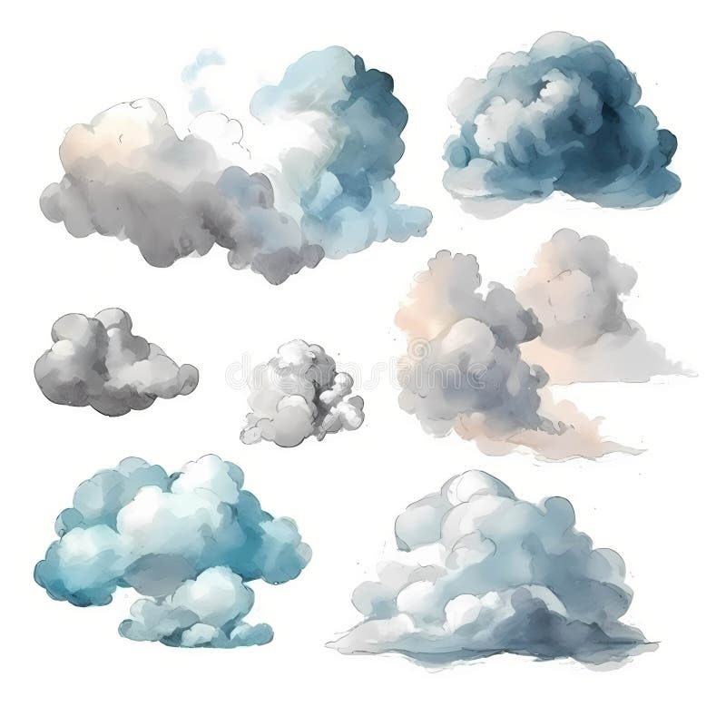 Set of Isolated Cloud Elements Illustration Stock Illustration ...
