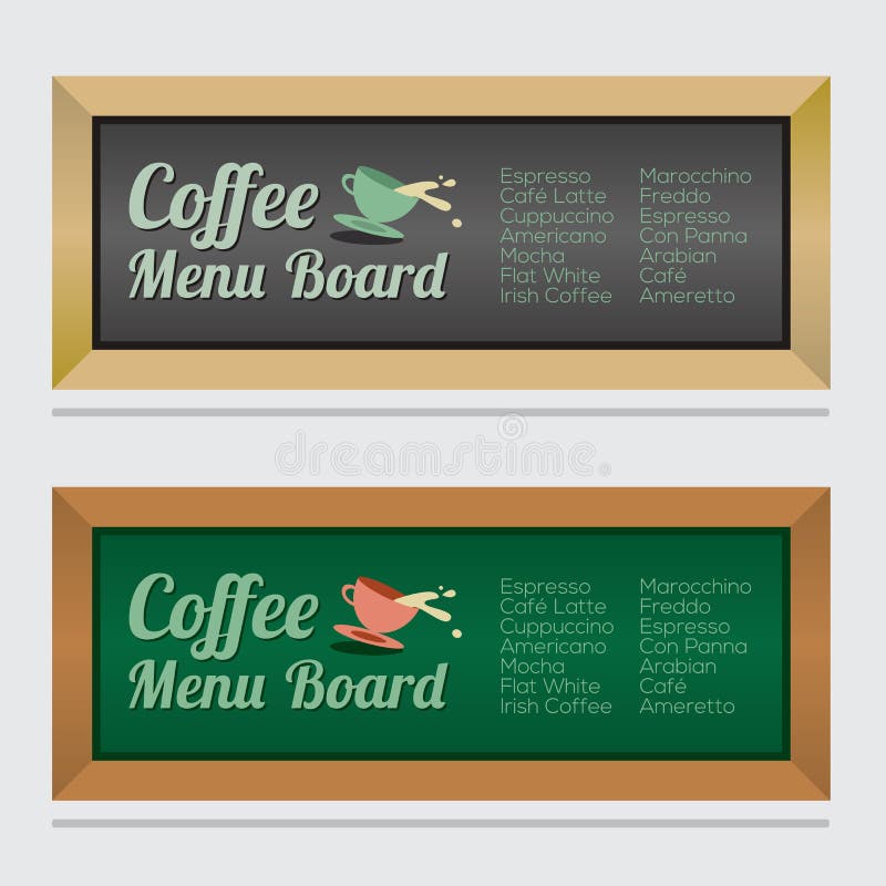 Set of Isolated Coffee Menu Board Stock Vector - Illustration of banner ...
