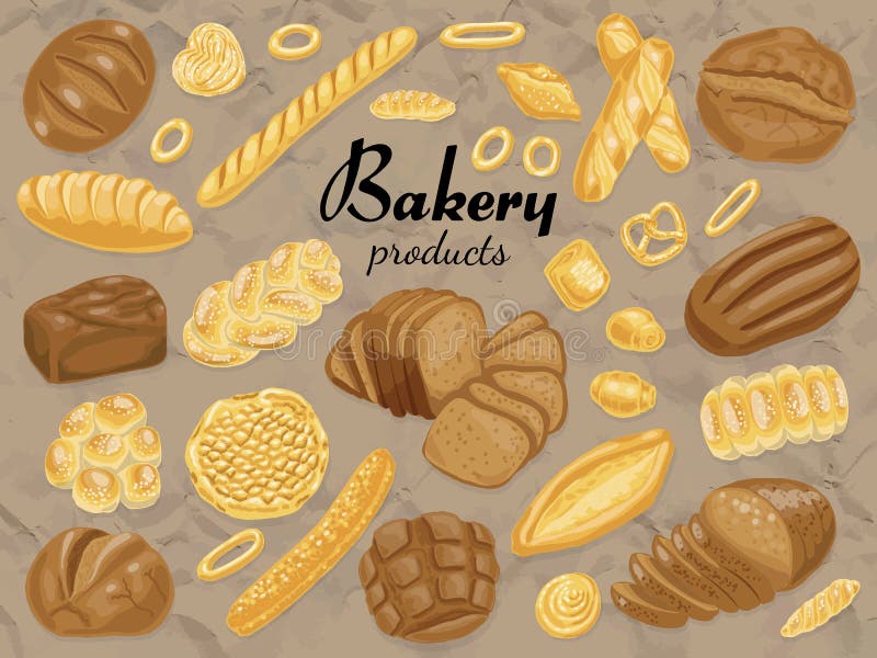 Set of Isolated Colored Bakery Products Stock Vector - Illustration of ...