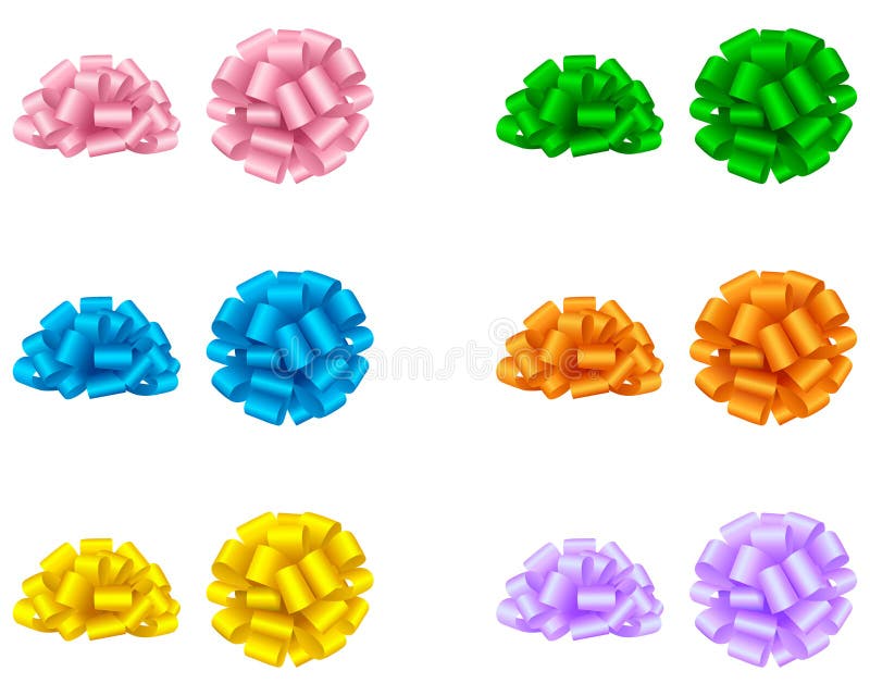 Set of Isolated Colorful Bows. Side and Top View Stock Vector ...