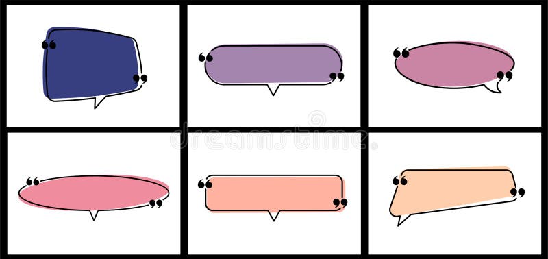 Set of Isolated Colorful Speech Bubbles with Quotation Mark of Long ...