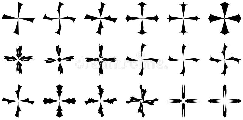 Set of Isolated Crosses Decorated Stock Vector - Illustration of ...