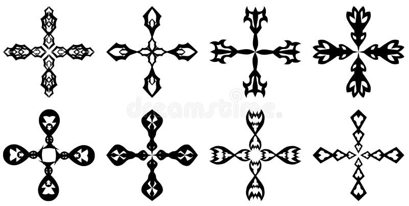Set of Isolated Crosses Decorated Stock Illustration - Illustration of ...