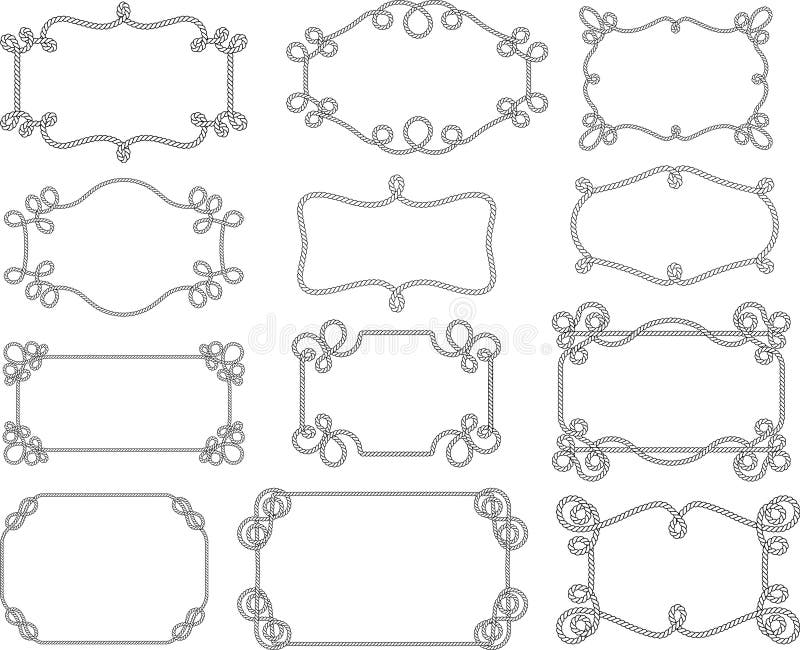 Set of Isolated Decorative Borders. Collection of Rope Frames Stock ...