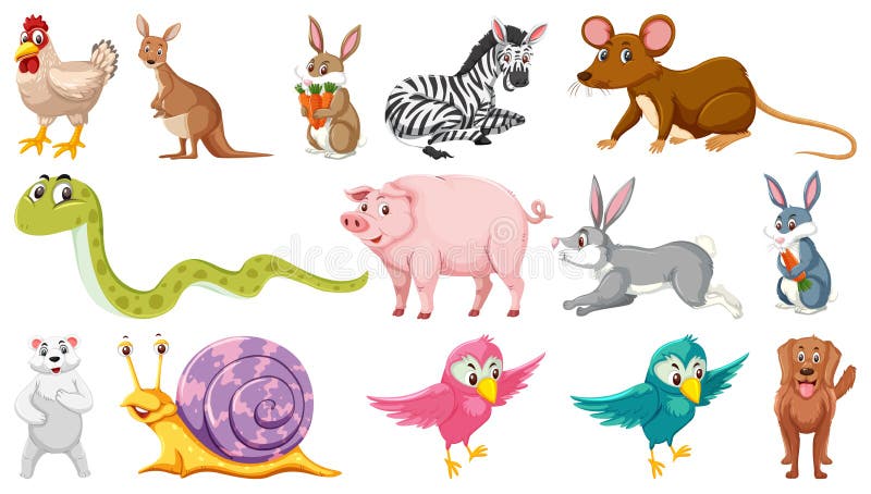 Set of Isolated Different Animals Stock Vector - Illustration of eps10 ...