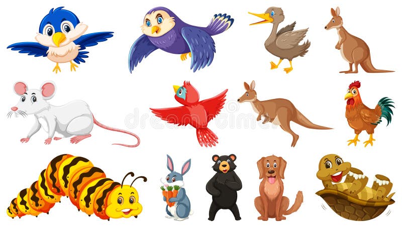 Set of Isolated Different Animals Stock Vector - Illustration of mouse ...