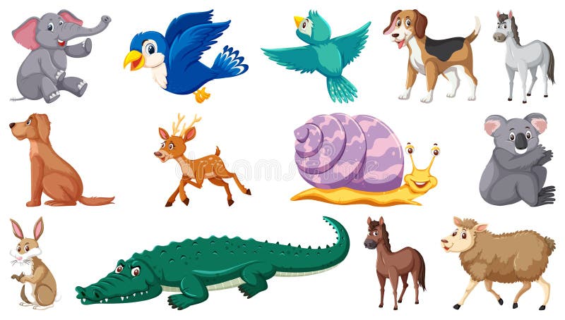 Set of Isolated Different Animals Stock Vector - Illustration of ...