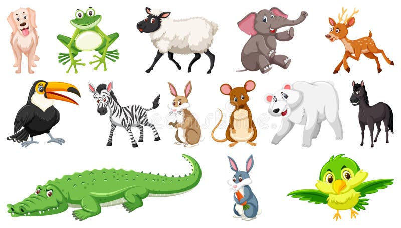 Set of Isolated Different Animals Stock Vector - Illustration of fleece ...